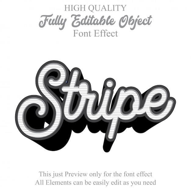 Premium Vector Stripe Script Text Style Editable Font Effect