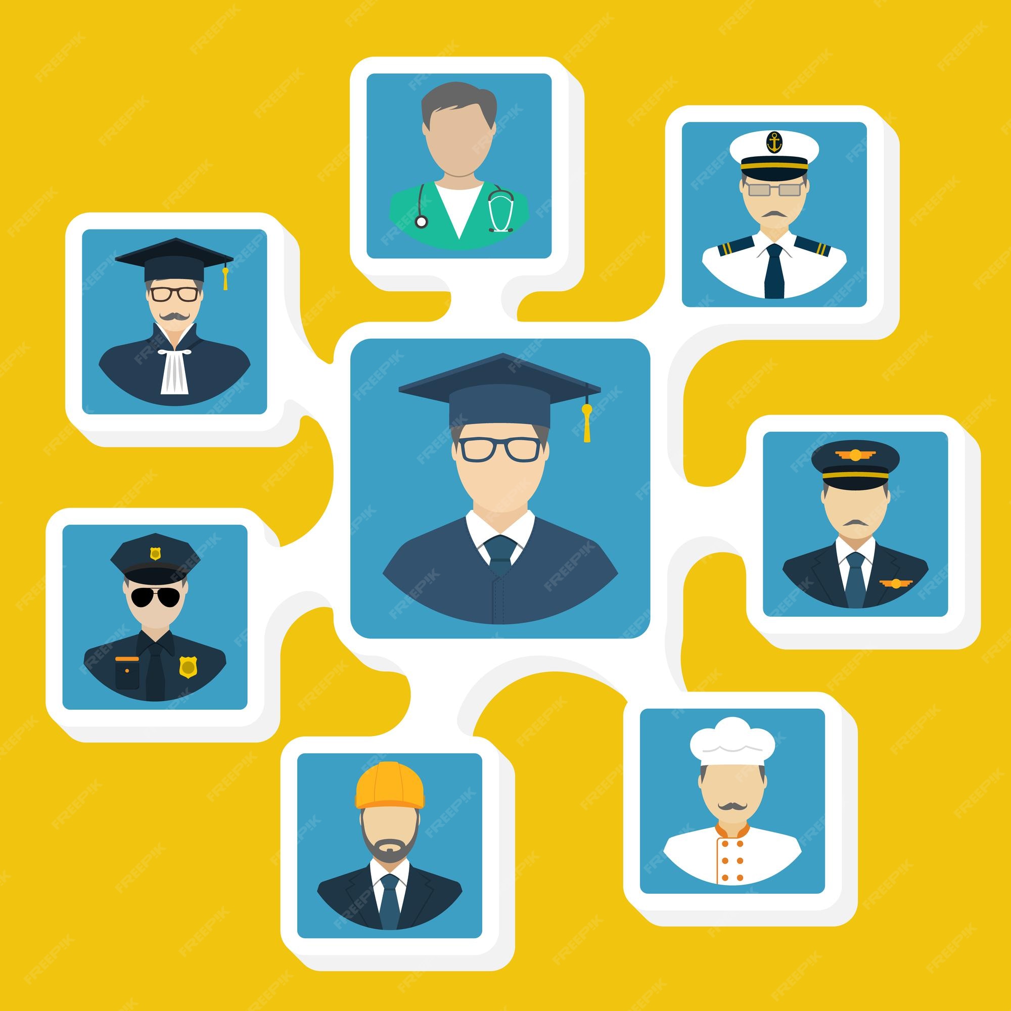 Premium Vector | Student with a choice of professions career choice ... Premium Vector | Student with a choice of professions career choice ...