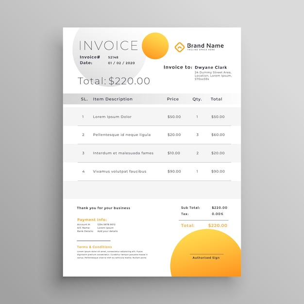 Free Vector | Stylish yellow vector invoice template Free Vector | Stylish yellow vector invoice template