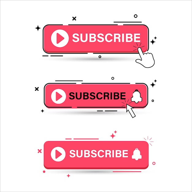 Premium Vector | Subscribe button set with red color. subscribe button ... Premium Vector | Subscribe button set with red color. subscribe button ...