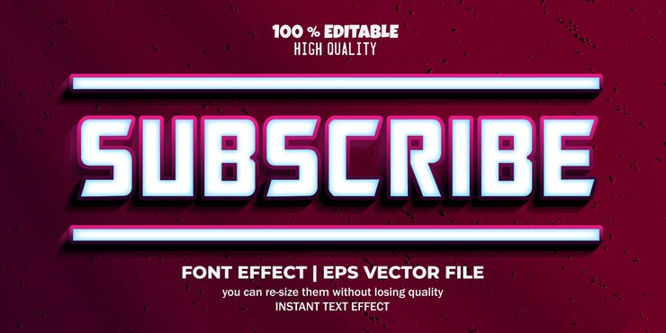 Premium Vector | Subscribe editable text effect Premium Vector | Subscribe editable text effect