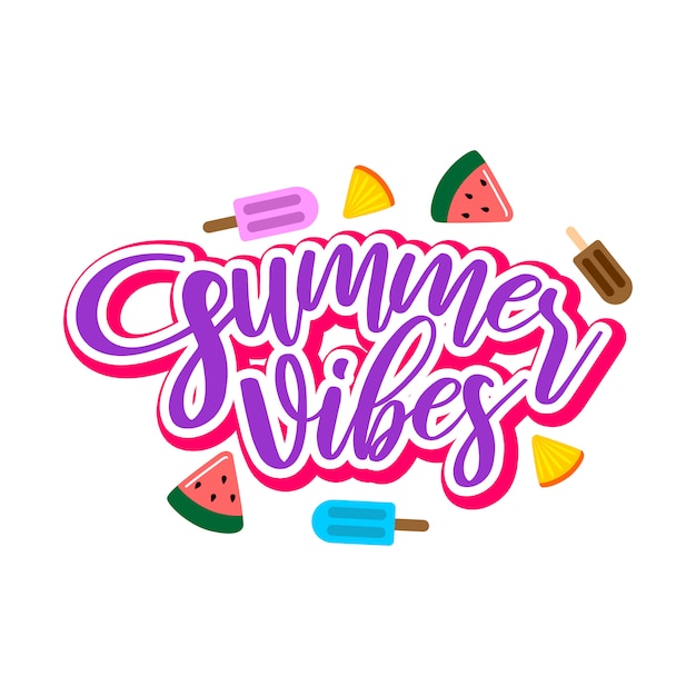 Premium Vector | Summer vibes lettering typography design Premium Vector | Summer vibes lettering typography design