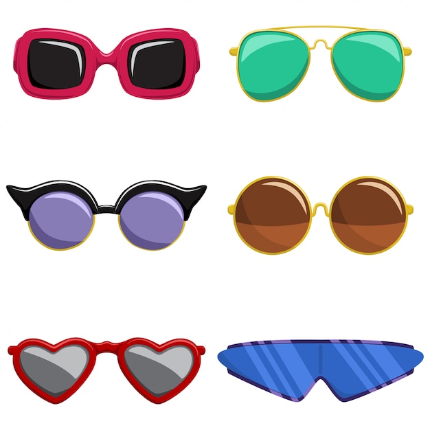 Premium Vector Sunglasses Set Fashion And Retro Style Glasses In