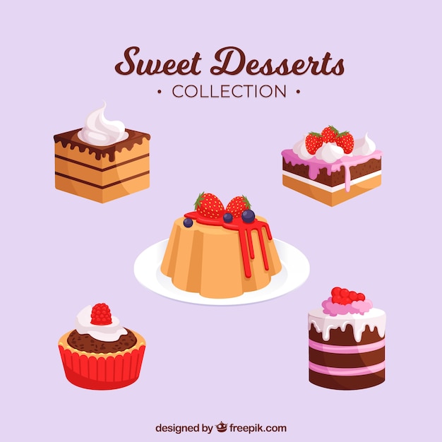 Free Vector Sweet Desserts Collection In 2d Style