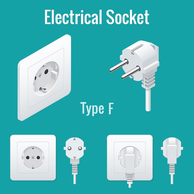 Premium Vector | Switches and sockets set. type f. ac power sockets ... Premium Vector | Switches and sockets set. type f. ac power sockets ...