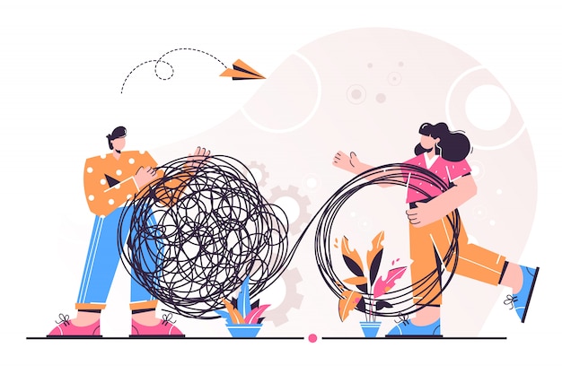 Premium Vector | Tangle tangled and unraveled. abstract metaphor Premium Vector | Tangle tangled and unraveled. abstract metaphor