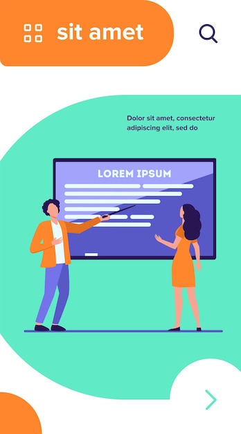 Free Vector | Teacher explaining task to student. man pointing at ... Free Vector | Teacher explaining task to student. man pointing at ...