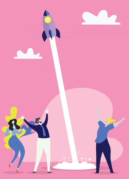 Premium Vector | Team of colleagues celebrate win in startup project Premium Vector | Team of colleagues celebrate win in startup project