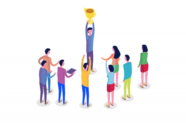 Premium Vector | Teamwork, success, victory team concept isometric ... Premium Vector | Teamwork, success, victory team concept isometric ...