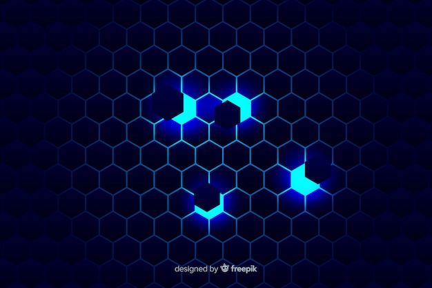 Technological Honeycomb Background On Blue Shades Vector Free Download