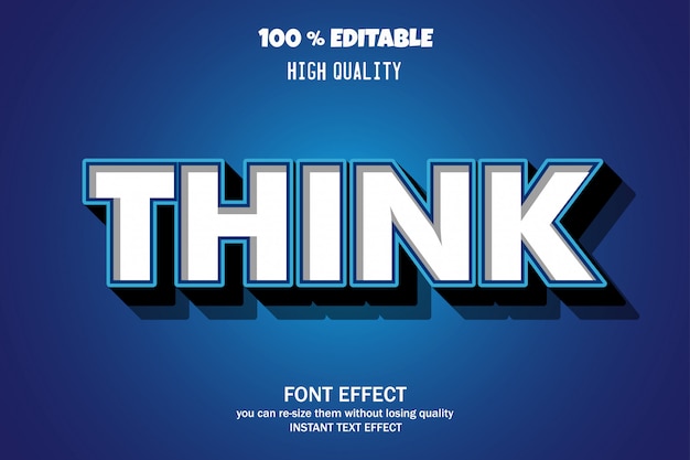 Premium Vector | Think text, editable font effect Premium Vector | Think text, editable font effect