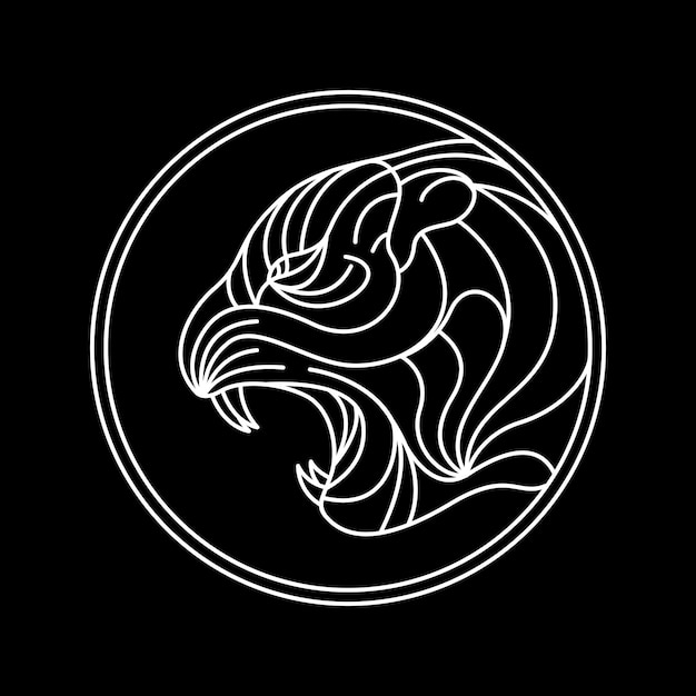 Premium Vector | Tiger roar monoline illustration Premium Vector | Tiger roar monoline illustration