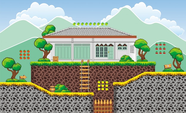 Premium Vector | Tileset platform and background for creating mobile games Premium Vector | Tileset platform and background for creating mobile games