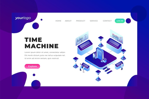 Premium Vector | Time machine - vector landing page Premium Vector | Time machine - vector landing page
