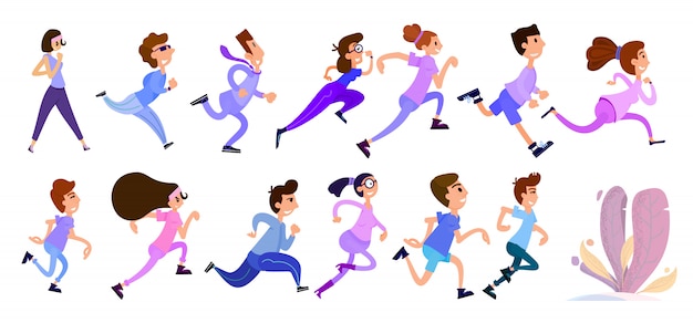 Premium Vector | Tiny people running Premium Vector | Tiny people running