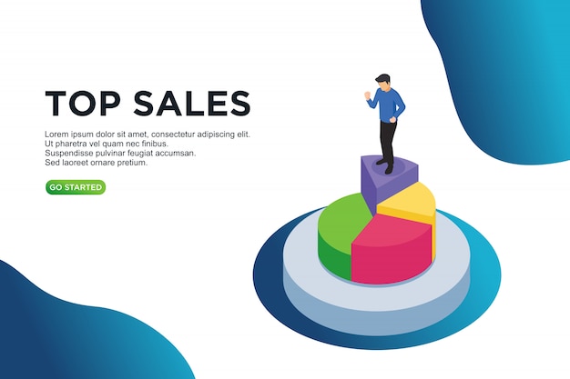 Premium Vector | Top sales isometric vector illustration concept Premium Vector | Top sales isometric vector illustration concept