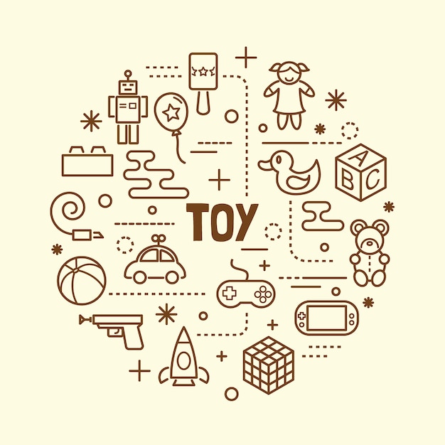 Premium Vector | Toy minimal thin line icons set Premium Vector | Toy minimal thin line icons set