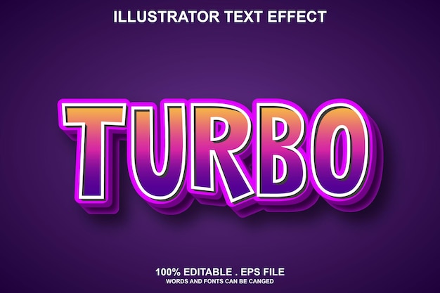 Premium Vector | Turbo text effect editable Premium Vector | Turbo text effect editable