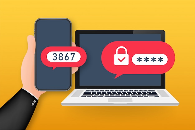 Premium Vector Two Step Authentication Illustration Cartoon