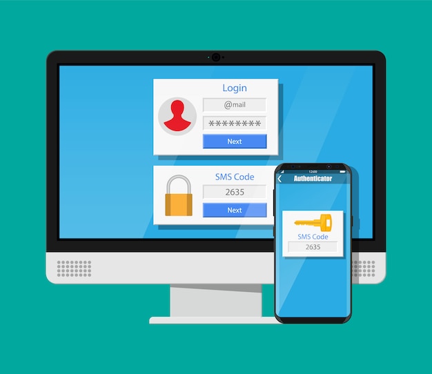 Two steps authentication concept. | Premium Vector Two steps authentication concept. | Premium Vector