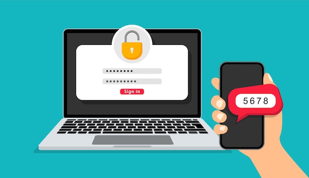 Premium Vector | Two steps authentication verification code message on ... Premium Vector | Two steps authentication verification code message on ...