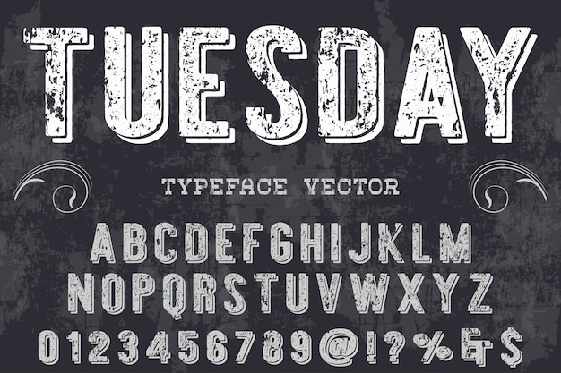 Premium Vector | Typeface label design tuesday Premium Vector | Typeface label design tuesday