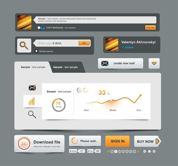 Premium Vector | Ui elements design set for web site design and bussiness Premium Vector | Ui elements design set for web site design and bussiness