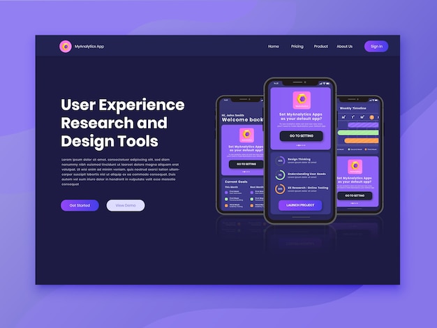 Premium Vector | Ui ux analitycs landing page Premium Vector | Ui ux analitycs landing page