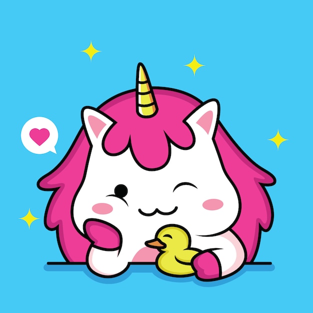 Premium Vector | Unicorn with cute duck in love Premium Vector | Unicorn with cute duck in love