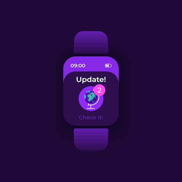 Premium Vector Updates Notice Smartwatch Interface Vector Template Mobile App Notification