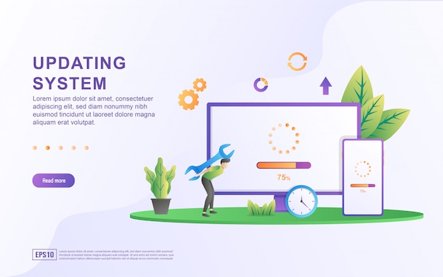 Premium Vector Updating System Illustration Concept System Update