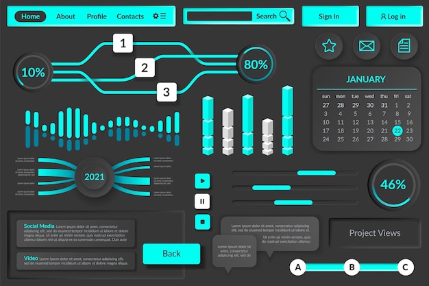 Premium Vector | User interface elements. futuristic virtual digital ...