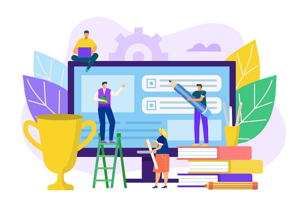 Premium Vector | Ux ui design technology illustration. people workers ... Premium Vector | Ux ui design technology illustration. people workers ...