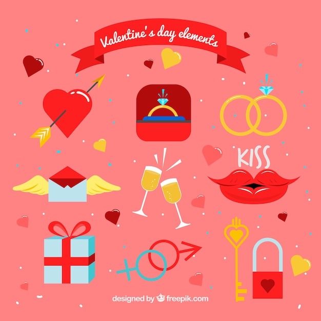 Free Vector | Valentine element set Free Vector | Valentine element set