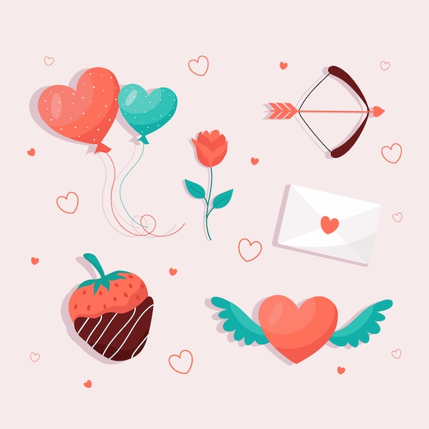 Free Vector | Valentine's day element collection in flat design Free Vector | Valentine's day element collection in flat design
