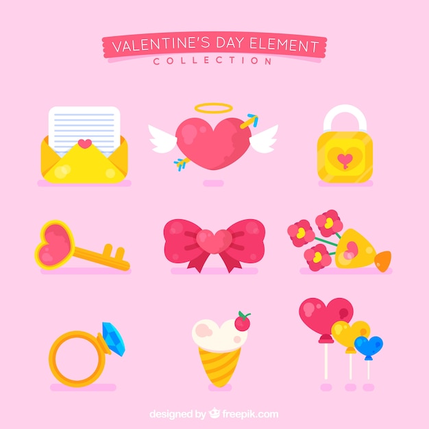 Free Vector | Valentine's day element collection Free Vector | Valentine's day element collection