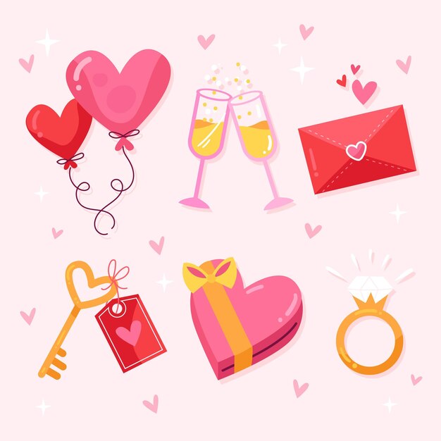 Free Vector | Valentine's day element collection Free Vector | Valentine's day element collection