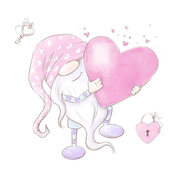 Premium Vector | Valentine's day gnome set. watercolor illustration. Premium Vector | Valentine's day gnome set. watercolor illustration.