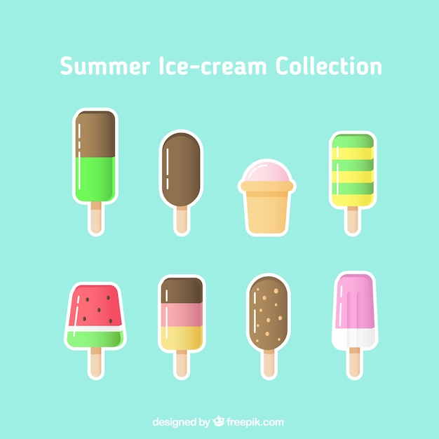 Free Vector | Variety of cute ice-cream labels Free Vector | Variety of cute ice-cream labels