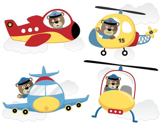 Premium Vector | Vector cartoon set of air transportations Premium Vector | Vector cartoon set of air transportations