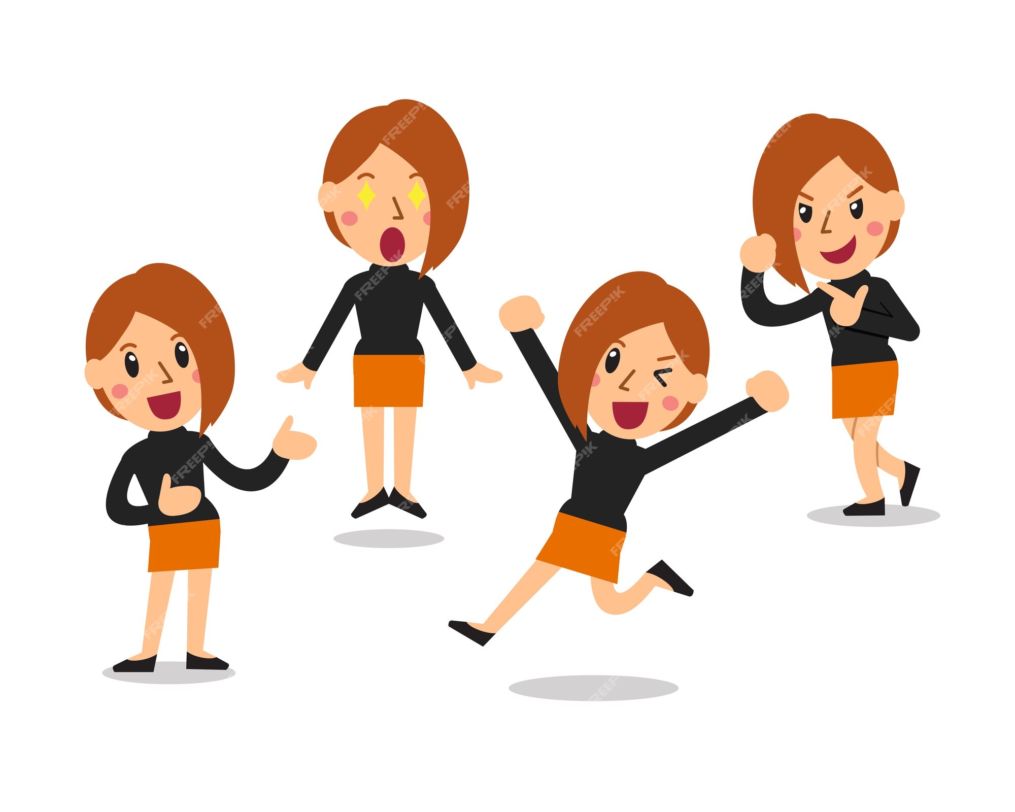 Premium Vector | Vector cartoon woman character poses for design Premium Vector | Vector cartoon woman character poses for design