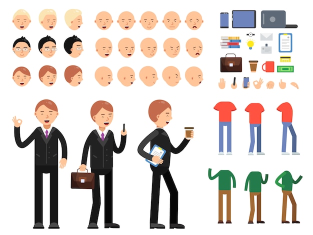 Premium Vector Vector Constructor Of Business Characters Men In Costume With Different