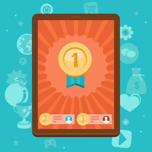 Premium Vector | Vector gamification concept - achievement Premium Vector | Vector gamification concept - achievement