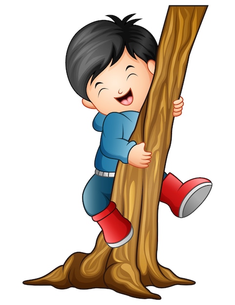 Premium Vector | Vector illustration of boy climbing the tree Premium Vector | Vector illustration of boy climbing the tree