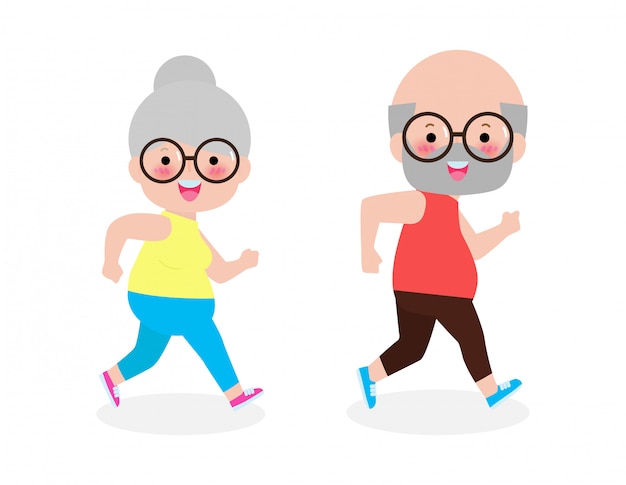 Premium Vector | Vector illustration of cartoon running old woman, man ... Premium Vector | Vector illustration of cartoon running old woman, man ...