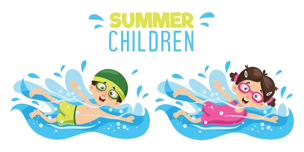 Premium Vector | Vector illustration of kid swimming Premium Vector | Vector illustration of kid swimming