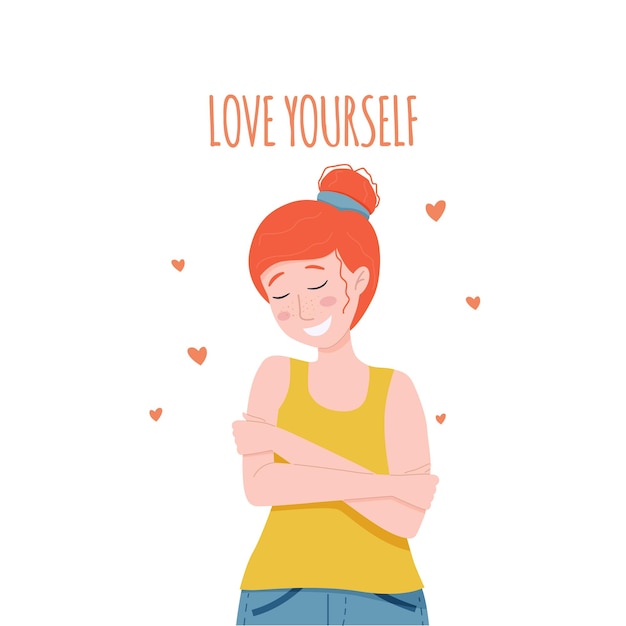 Premium Vector Vector Illustration Love Yourself Concept Woman