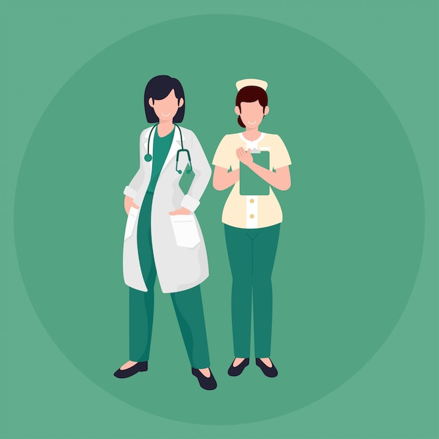 Premium Vector Vector Illustration Woman Doctor And Nurse Flat Style
