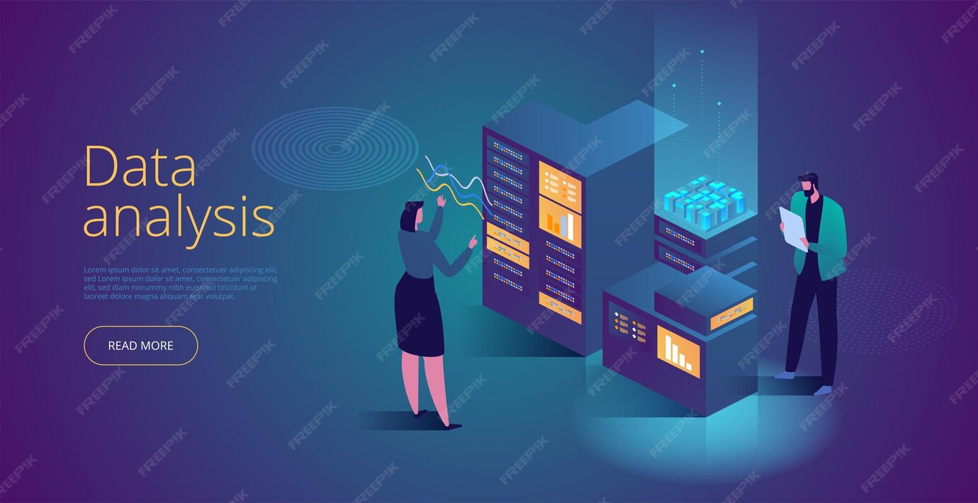 Premium Vector | Vector isometric concept of data analysis. network mainframe infrastructure ...