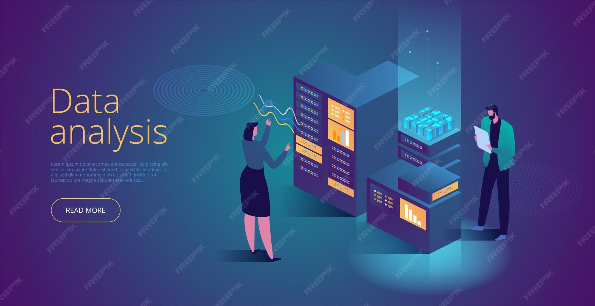 Premium Vector | Vector isometric concept of data analysis. network ...